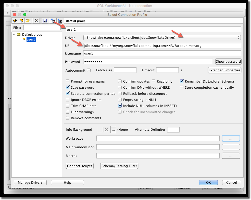 Configuring SQL Workbench/J to use Snowflake
