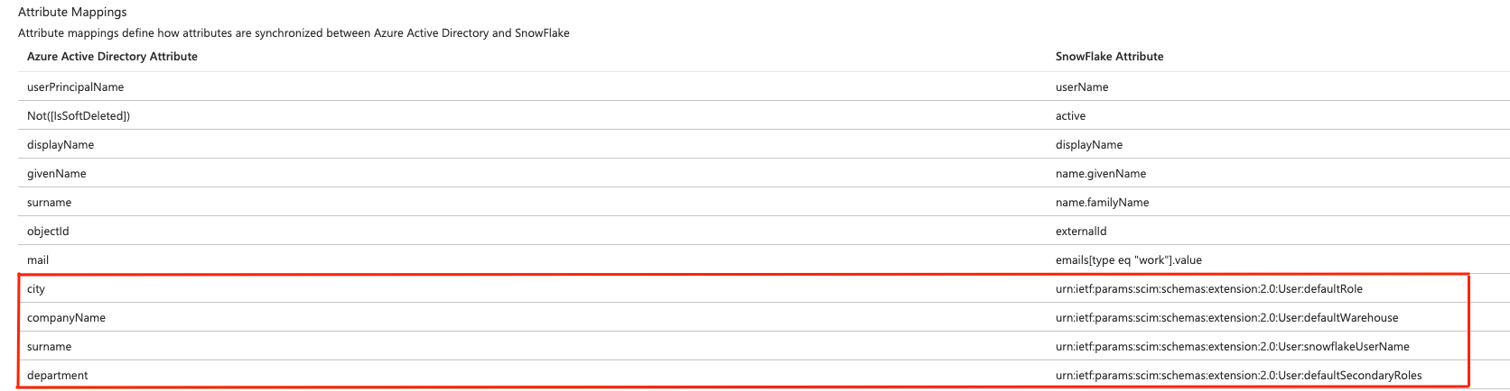 HowTo: Set up Snowflake custom attributes in Azure AD SCIM user ...