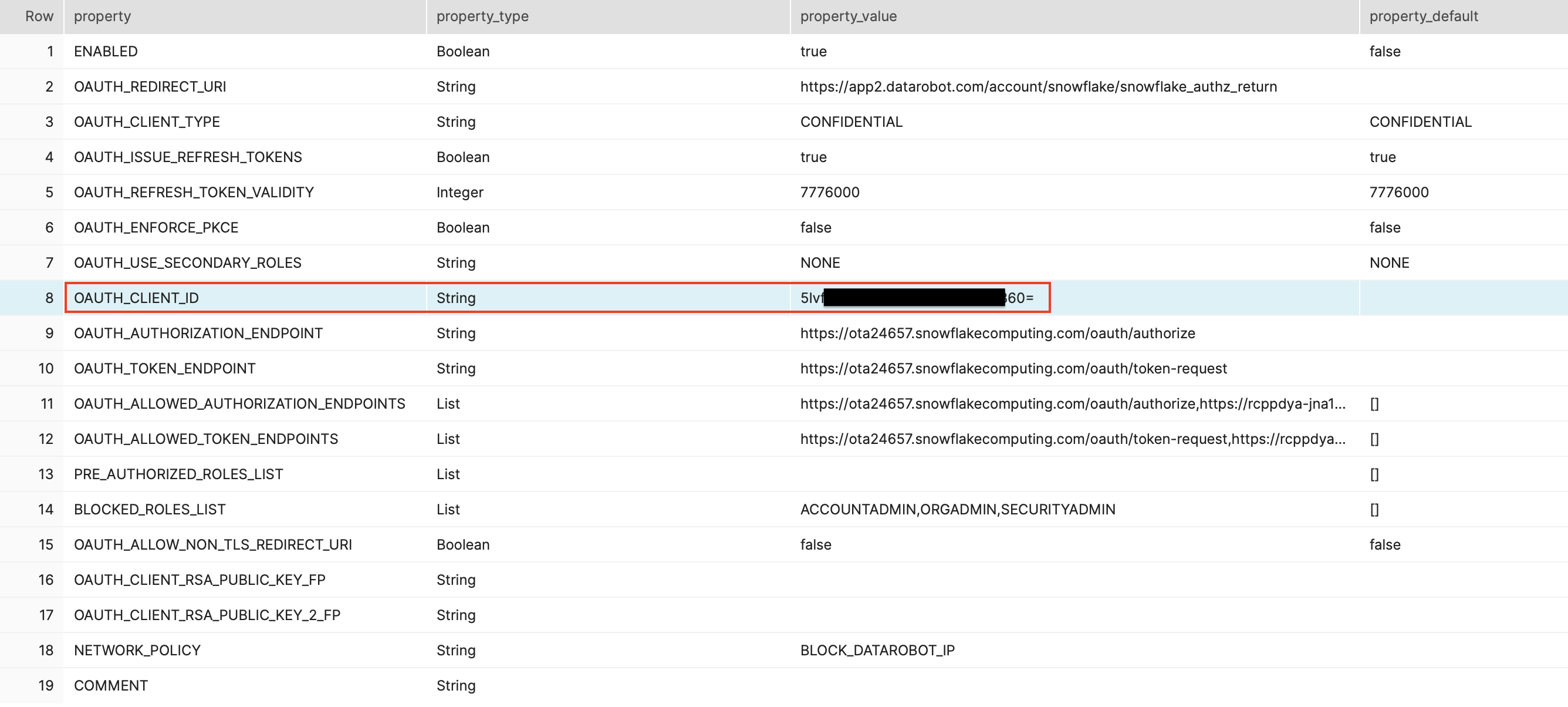 How To Set Up OAuth to Use DataRobot To Connect To Snowflake