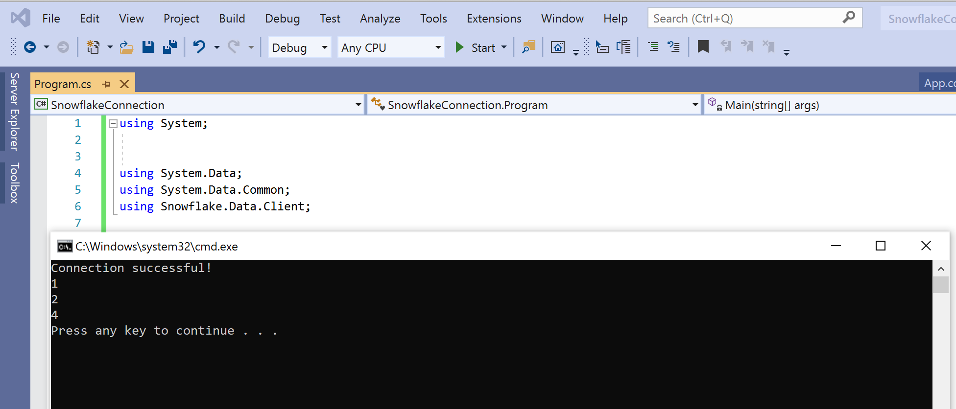 How to connect to snowflake using C Sharp application with snowflake .NET Connector to perform ...