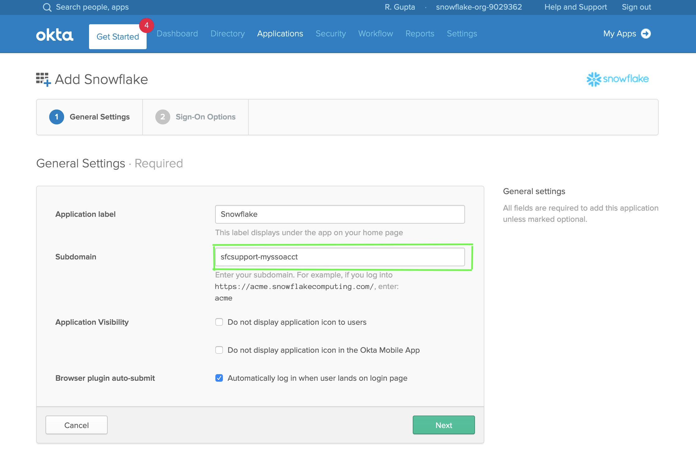 How To: Setup SSO Using Okta with Snowflake new URL format