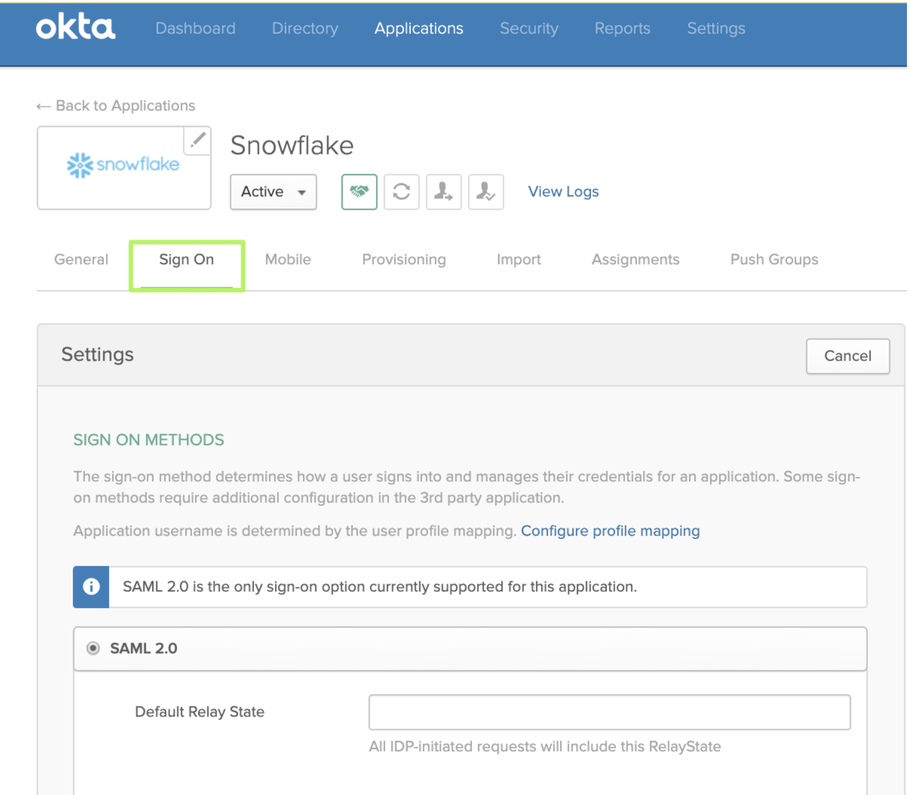 How To: Setup SSO Using Okta with Snowflake new URL format