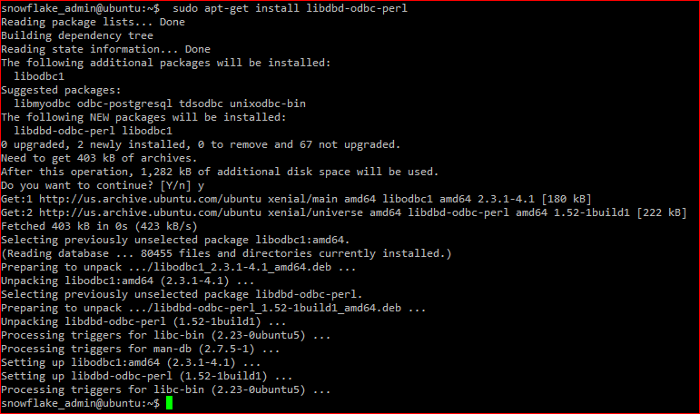 Connecting to Snowflake using PERL (Linux)