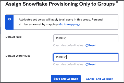 DEFAULT ROLE OR DEFAULT WAREHOUSE VALUES NOT SET WHEN USING OKTA SCIM PROVISIONING