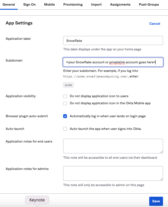 How To Setup Sso Using Okta With Snowflake New Url Format Or Privatelink