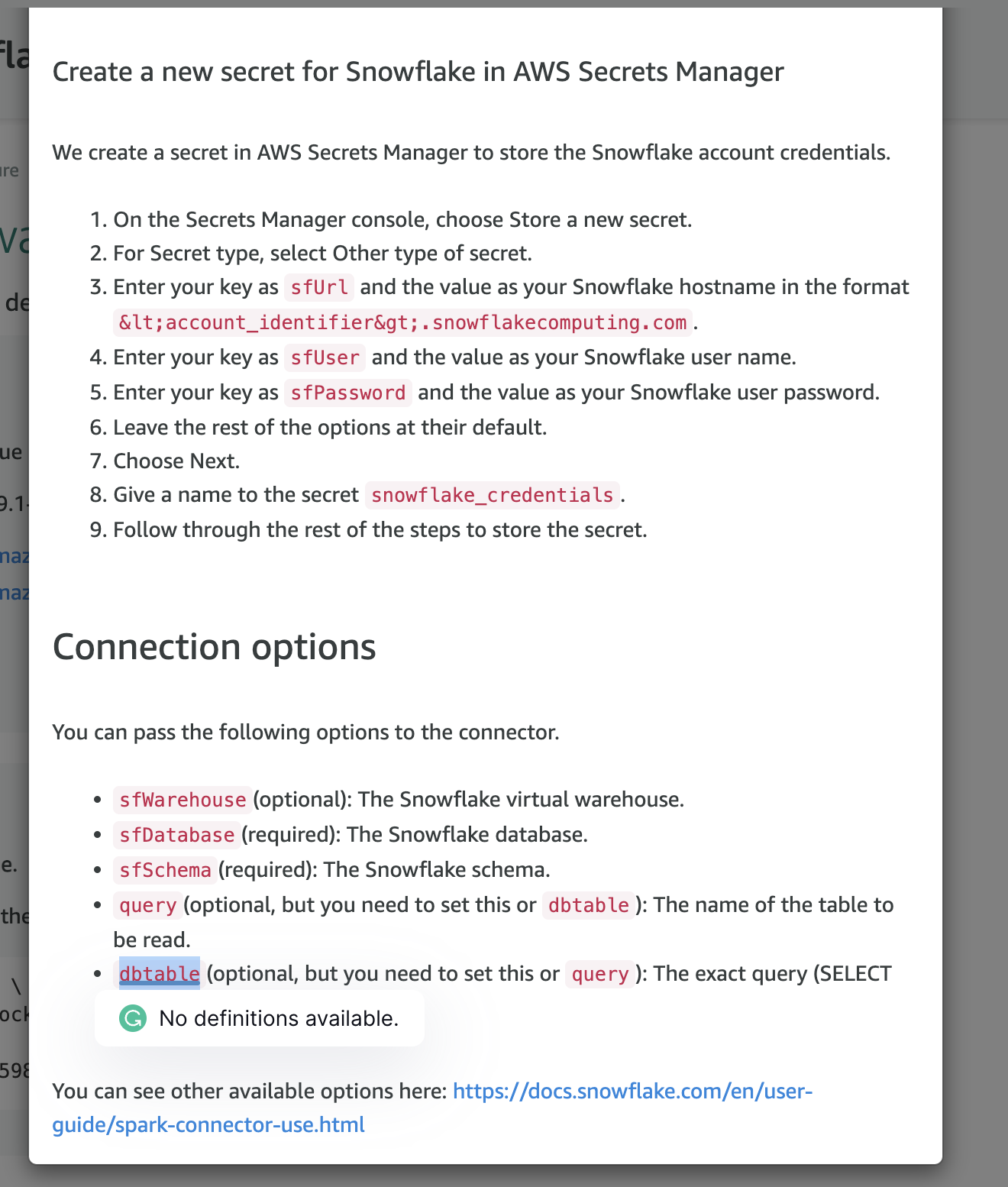 Using AWS Glue with the Snowflake connector AWS provides via Marketplace