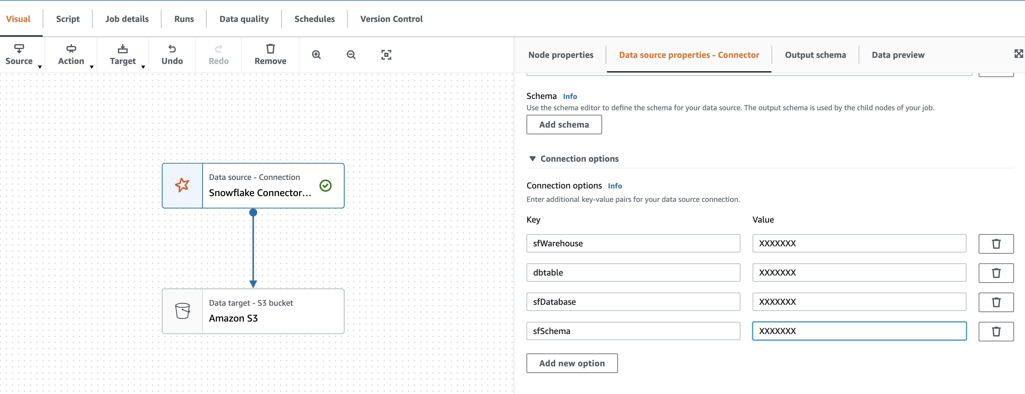 Using AWS Glue with the Snowflake connector AWS provides via Marketplace