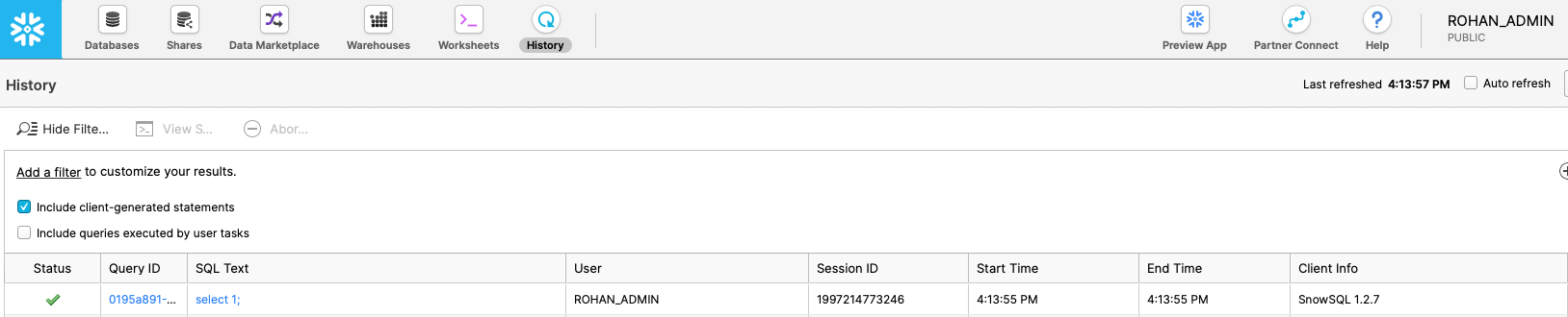 How to Find the Client Information in the Query History