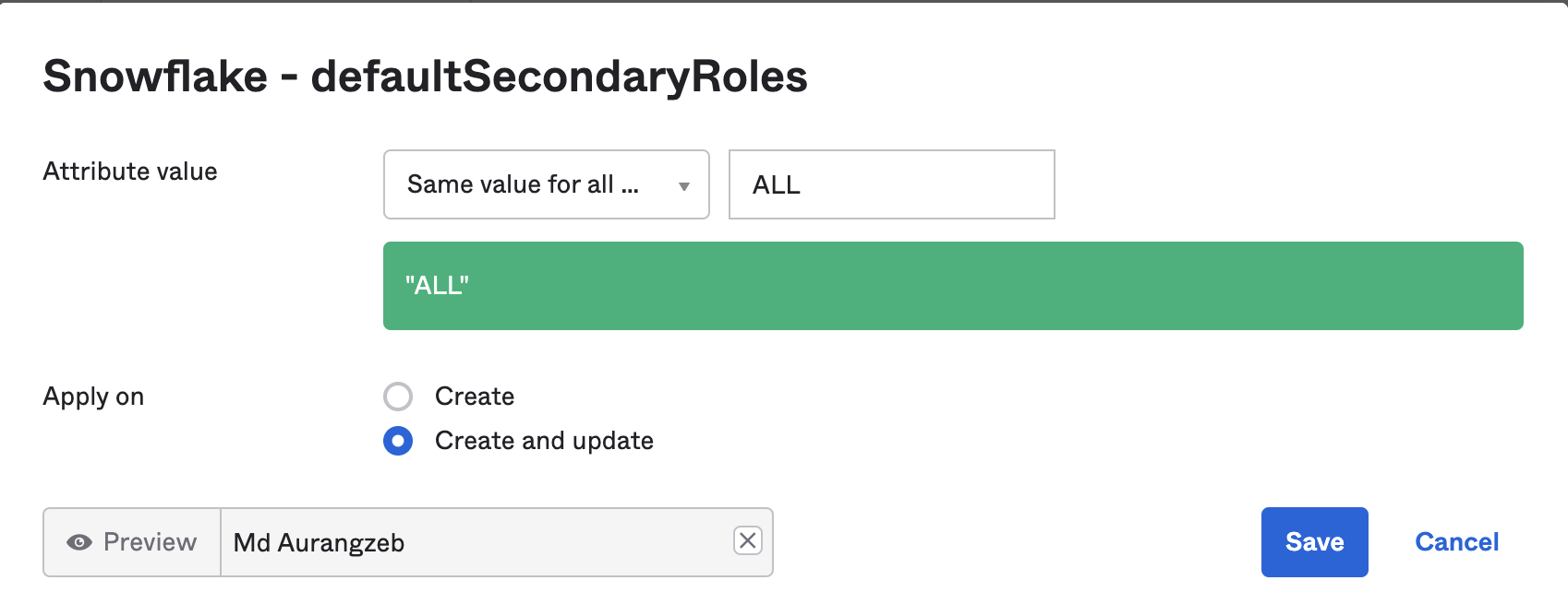 How To Set Default Secondary Roles To All For Users Provisioned From