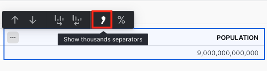 How to change the numeric field formatting in Snowsight?