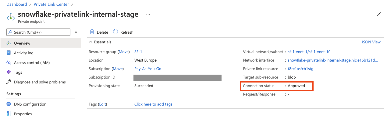 HOW TO: configure private connectivity to Internal Stages with Azure Blob Private Endpoints