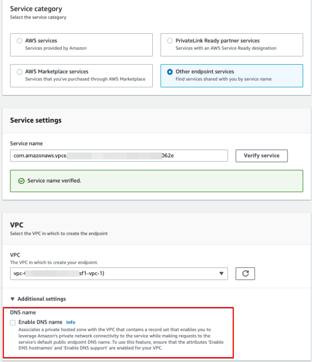 Unable To Create A Private Endpoint To Snowflake In Aws Private Dns Can T Be Enabled Because