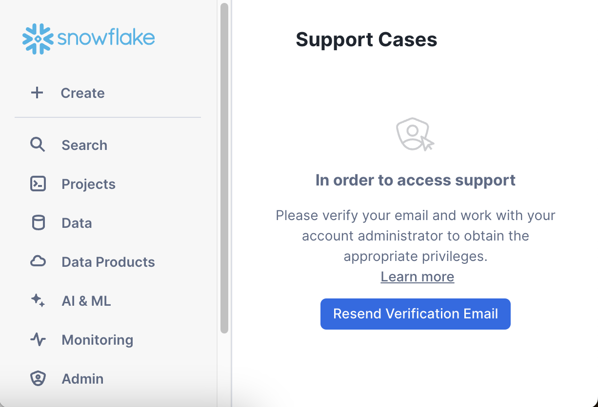 How to register for support within Snowflake