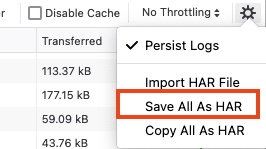 How to collect HAR file from browser for troubleshooting
