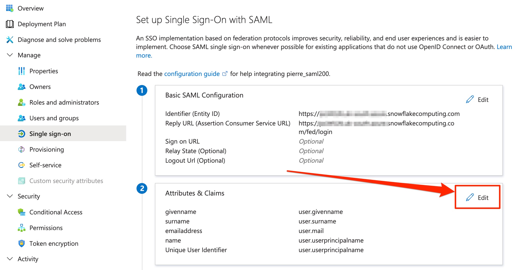 How to configure Entra ID (Azure AD) SAML2 SSO to Snowflake with both ...