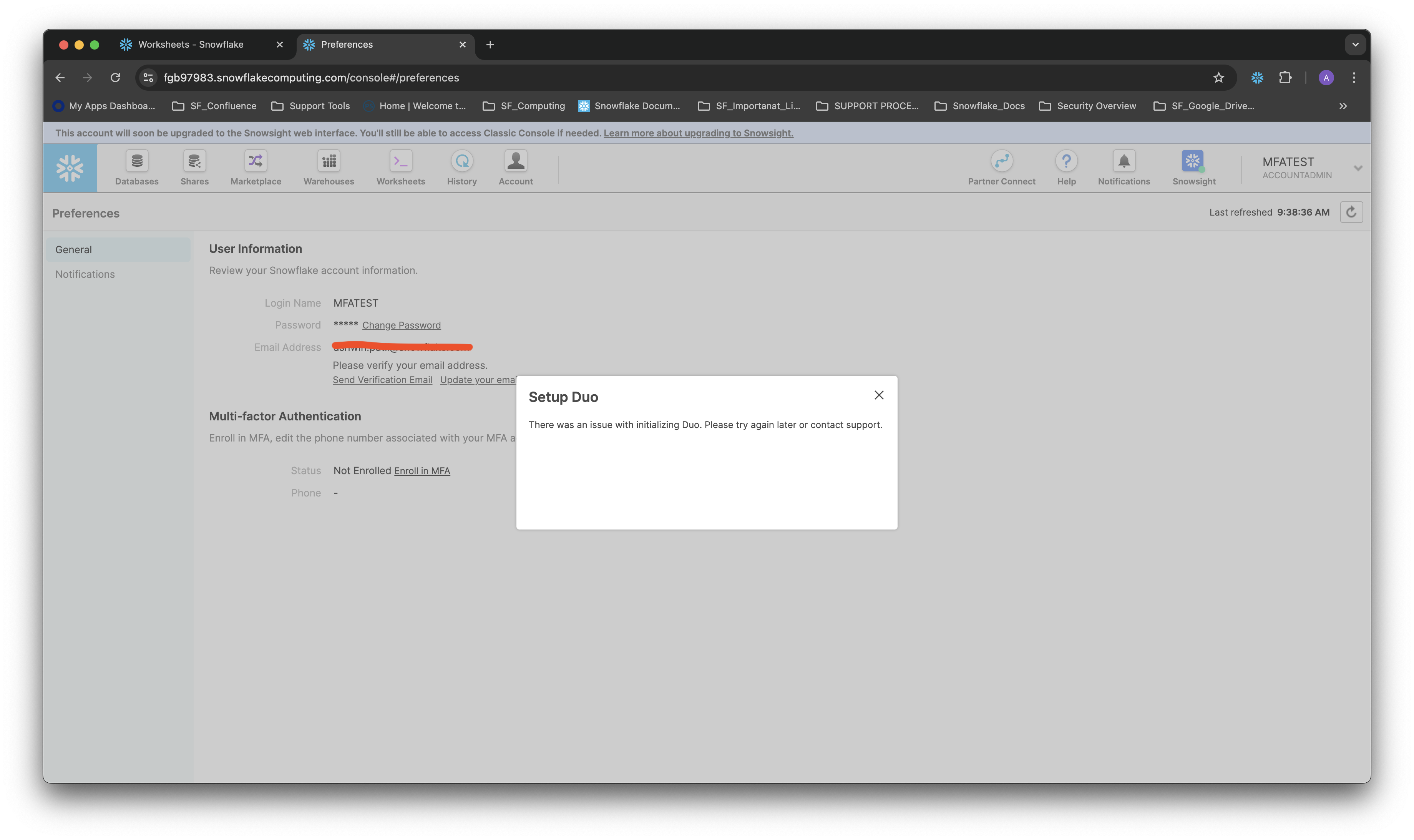 DUO Enrollment Failed
