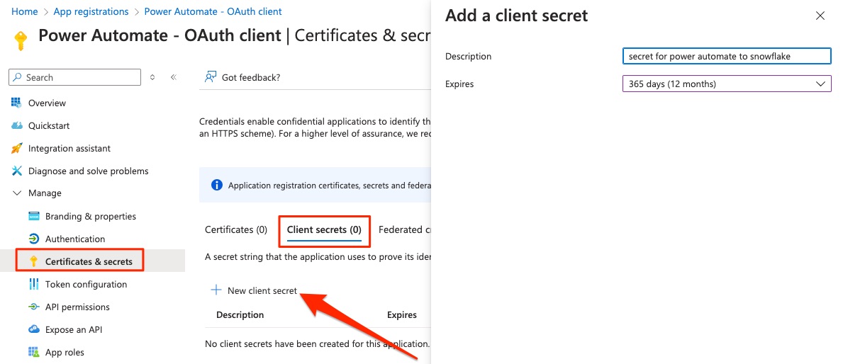 Connect to Snowflake from Power Automate using OAuth