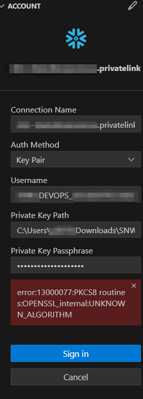 Visual Studio Code fails with routines OPENSSL internal UNKNOWN ALGORITHM