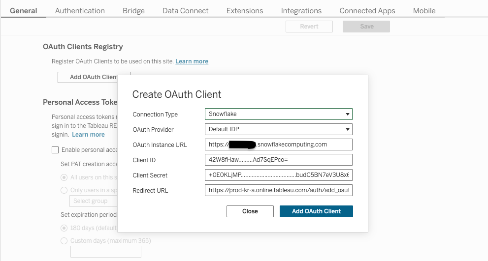 How to connect Tableau Online to Snowflake using Custom OAuth
